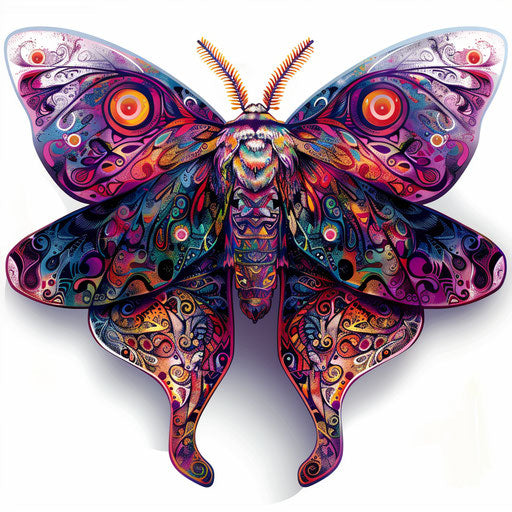 Psychedelic death moth tattoo design, with swirling colors and patterns ...