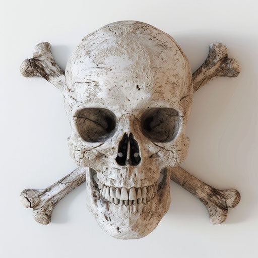 Realistic skull and crossbones clipart on flat white background – IMAGELLA