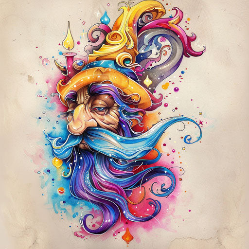 Fantasy tattoo sketch of a whimsical mustache with magical elements and ...