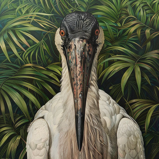 Detailed portrait of a wood stork with featherless head – IMAGELLA