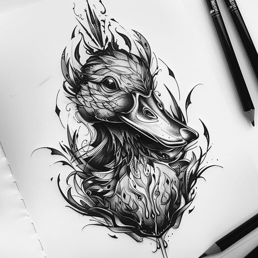 Gothic style duck tattoo design, dark and mysterious – IMAGELLA