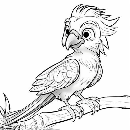 Bird coloring pages in Disney animation style, exaggerated poses – IMAGELLA