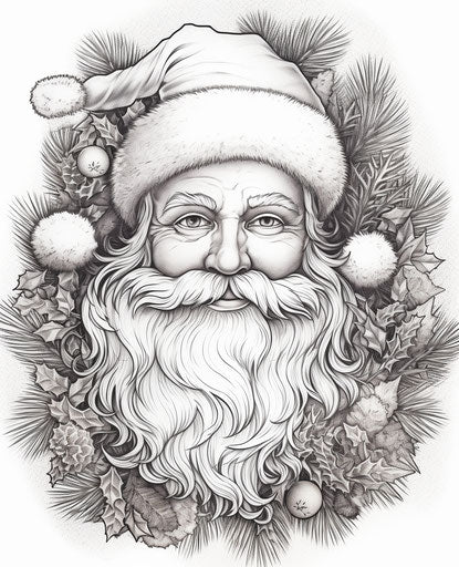 Christmas Santa coloring pages, precise draftsmanship style – IMAGELLA