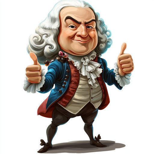 Humorous caricature of a Johann Sebastian Bach caricature clipart with ...