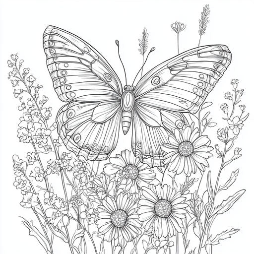 Playful butterfly with flowers, in the style of Teagan White, Coloring ...