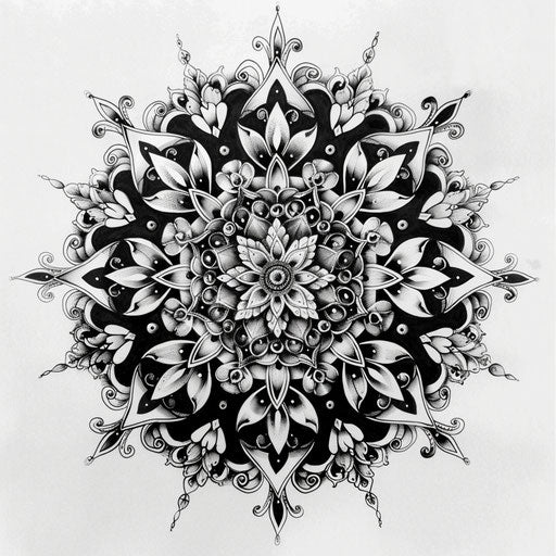 Intricate mandala with eleven tattoo sketch at center – IMAGELLA