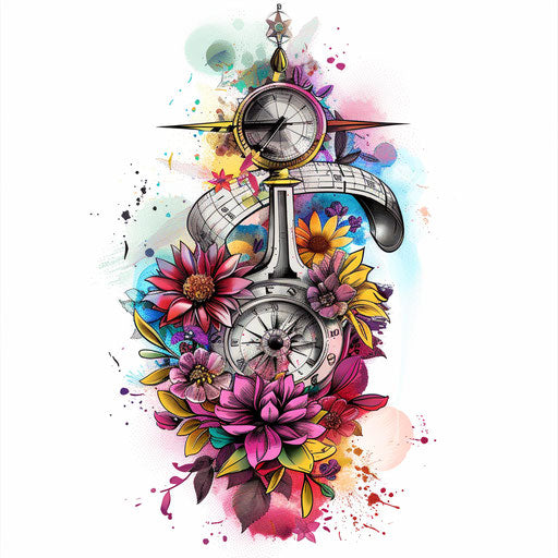 Decorative sun dial with colorful flowers – IMAGELLA