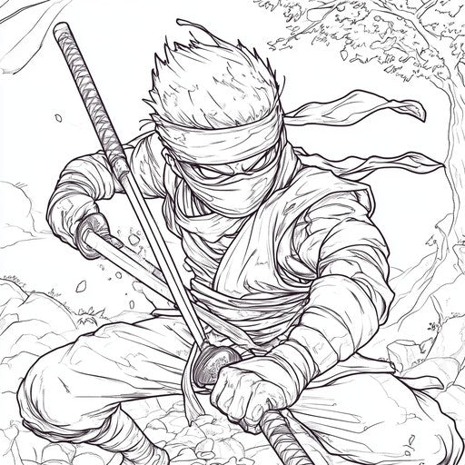 A ninja with a mischievous grin, in Andy Marlette style – IMAGELLA