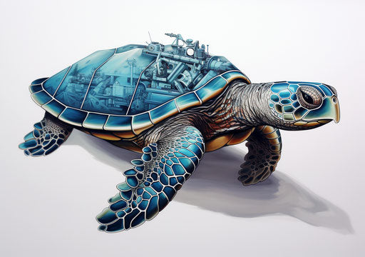 Turtle Dinghy in White Space: Hyper-Realistic Art – IMAGELLA