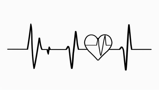 Simple black line drawing of an E decade with heart beat – IMAGELLA