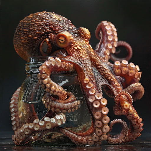 A clever octopus opens a jar with dexterity – IMAGELLA