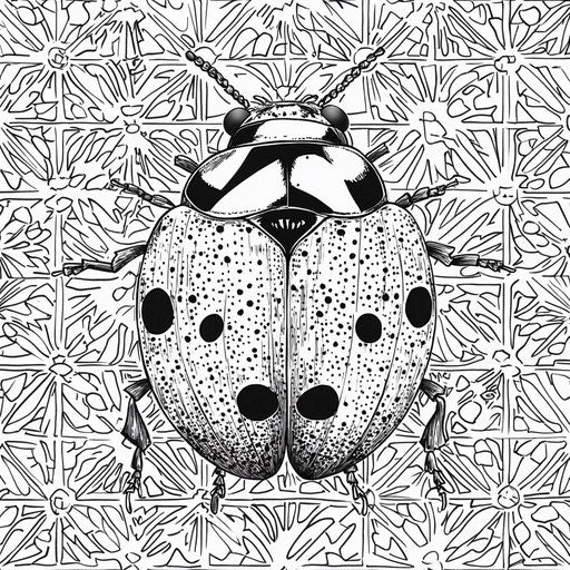 Ladybug on geometric background, Raqib Shaw style, coloring – IMAGELLA