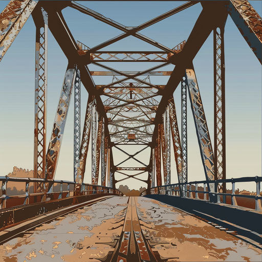 Bridge clipart in photo realistic style on a flat random background ...
