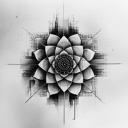 Flat tattoo sketch of an optical illusion design using only dots in a ...