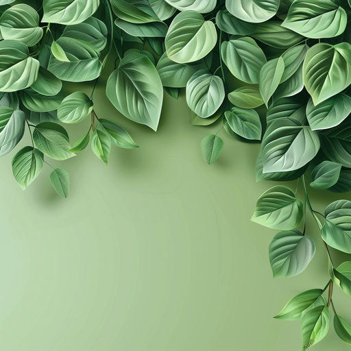 Leaf border in photo realistic style with flat random background – IMAGELLA