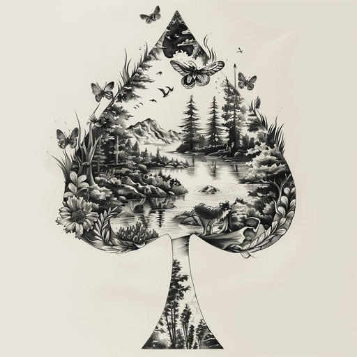 Nature-inspired spade tattoo sketch – IMAGELLA
