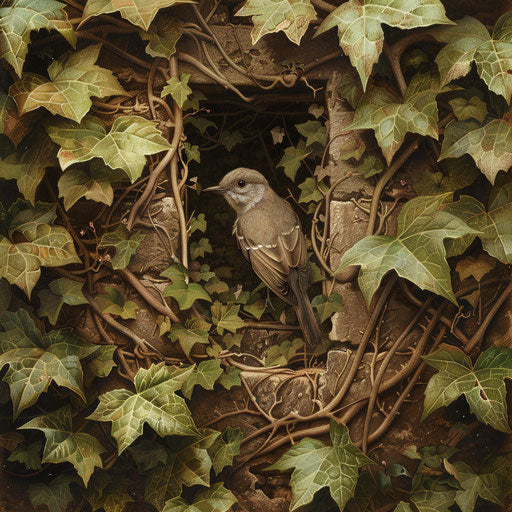 Wall creeper bird navigating through a labyrinth of ivy-covered walls ...