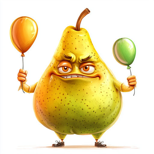Humorous caricature of a pear with human characteristics – IMAGELLA