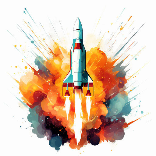 Rocket ship in Impressionistic Art style on white – IMAGELLA