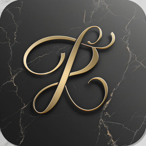 Elegant cursive app logo with marble background and gold accents – IMAGELLA