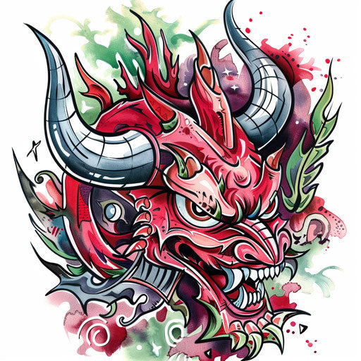 Punk devil tattoo design with bold colors – IMAGELLA