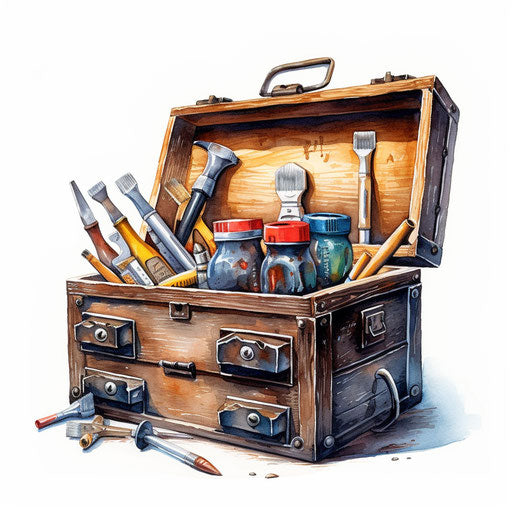Toolbox clipart in Oil painting style on white background – IMAGELLA