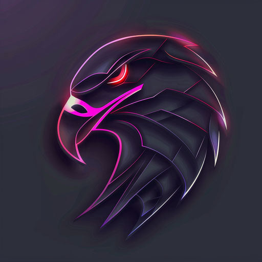 Futuristic eagle logo with neon elements on dark gray background – IMAGELLA
