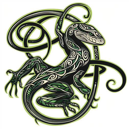Flat tattoo sketch of lizard in Celtic knotwork clipart style – IMAGELLA