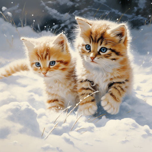 Manx cat kittens playing in the snow – IMAGELLA