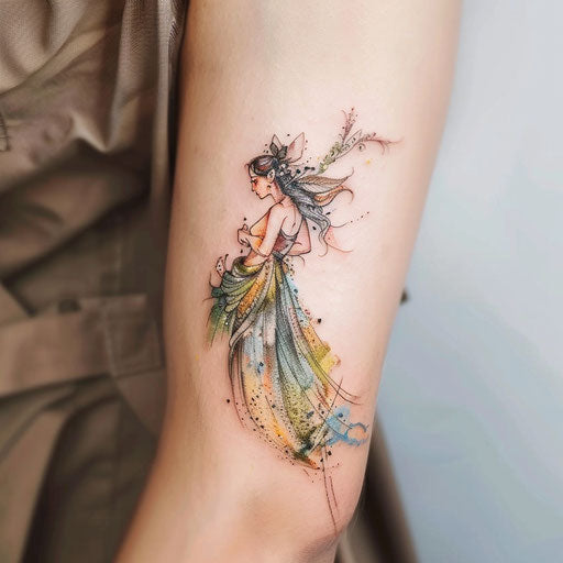Impressionist style tattoo of Persephone on white background – IMAGELLA