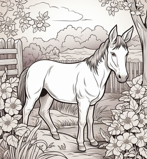 Donkey coloring pages, accurate and detailed style, palewave, henry ...