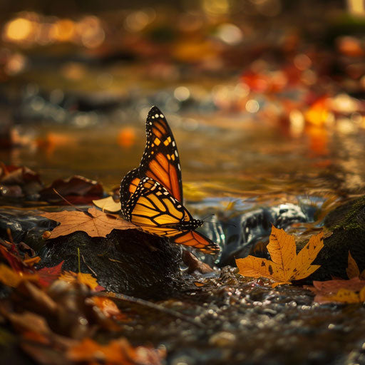 Lonely monarch butterfly over a babbling brook – IMAGELLA