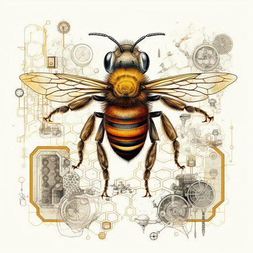 Drawn bees on white background, detailed science fiction style – IMAGELLA
