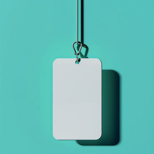 Realistic style name tag clipart on flat turquoise background – IMAGELLA