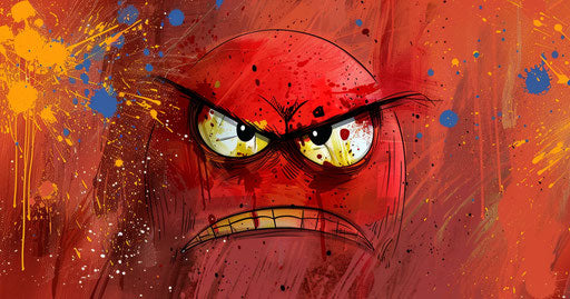 Angry red face, smilecore nano punk cartoon style – IMAGELLA