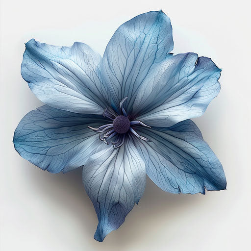 Realistic blue flower on white background, delicate textures – IMAGELLA