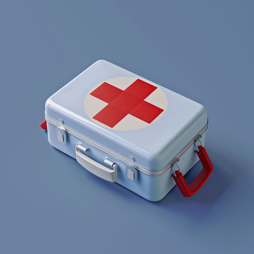 Realistic first aid kit on flat indigo background – IMAGELLA
