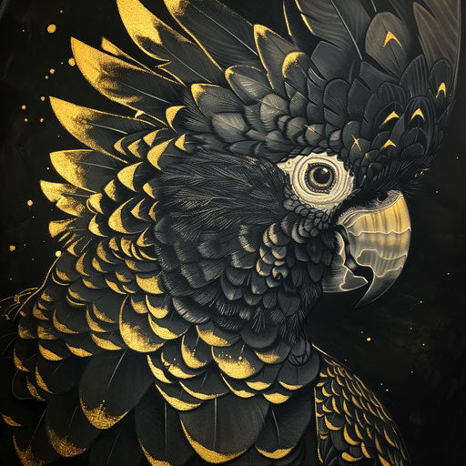 High-contrast tattoo sketch of a yellow-tailed black cockatoo – IMAGELLA