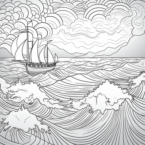 Abstract seascape realistic scenery coloring page, rtx on – IMAGELLA