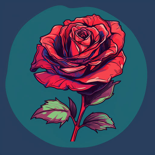 Red roses in simple and colorful illustration style – IMAGELLA