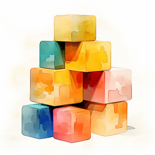 Block clipart in the style of Oil painting, on a white background ...