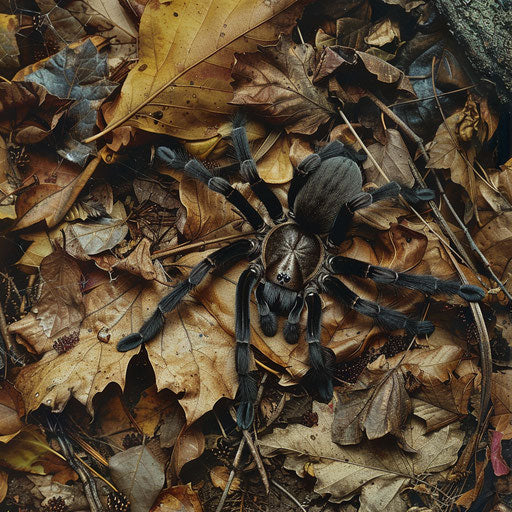 Tarantula on forest floor with fallen leaves and twigs – IMAGELLA