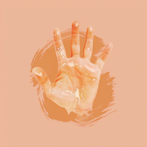 Realistic handprint on flat, pastel peach background – IMAGELLA