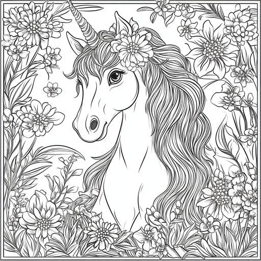 Girly unicorn with flowers in the style of Teagan White Coloring book ...