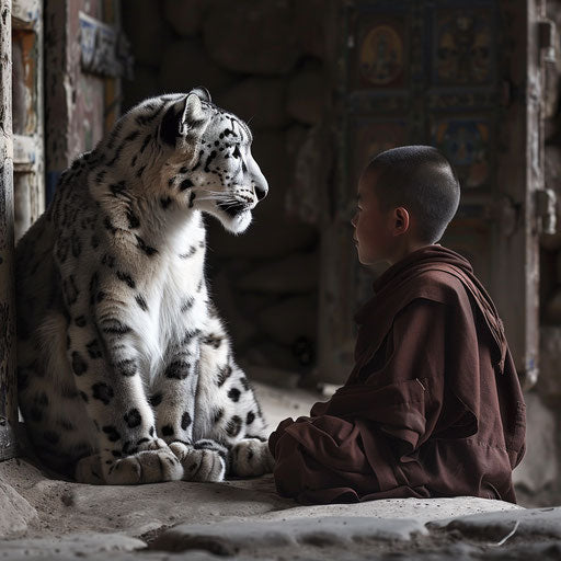 Snow leopard and young monk connect in secluded monastery – IMAGELLA
