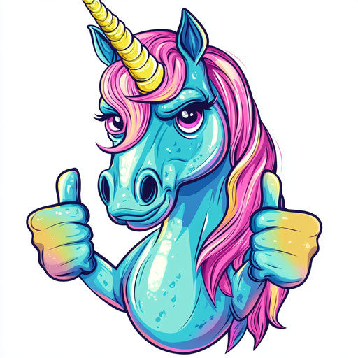 Funny caricature of unicorn head with exaggerated nose – IMAGELLA