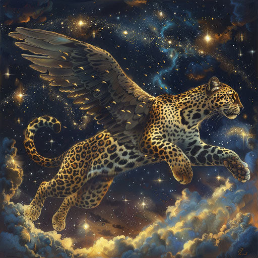 Winged leopard in a starry sky – IMAGELLA