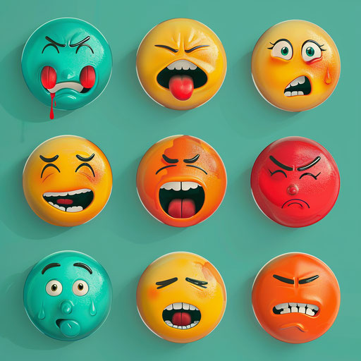 Realistic emotions clipart on flat teal background – IMAGELLA