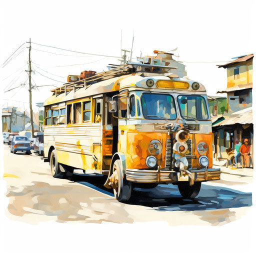 Jeepney in Oil painting style on white background – IMAGELLA