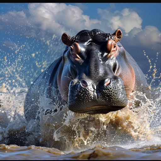 Hippo protecting its territory in the water – IMAGELLA